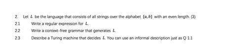 solved 2 2 1 let l be the language that consists of all