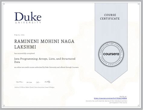 mohini naga lakshmi ramineni on linkedin java programming coursera