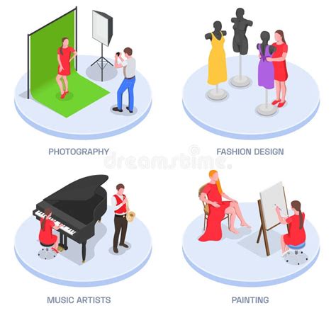Artists Isometric Compositions Set Stock Vector Illustration Of Career Design 250233248