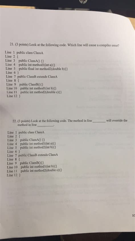 Solved Look At The Following Code Which Line Will Cause A