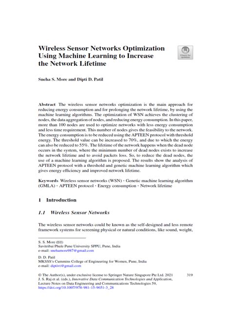 Pdf Wireless Sensor Networks Optimization Using Machine Learning To Increase The Network Lifetime