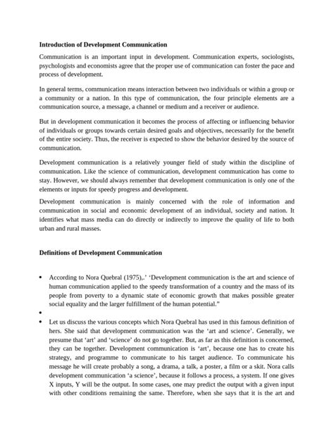 Introduction Of Development Communication Pdf Communication Social Psychology