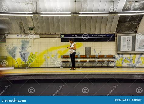 Passenger Waiting For Subway Train Editorial Stock Image Image Of