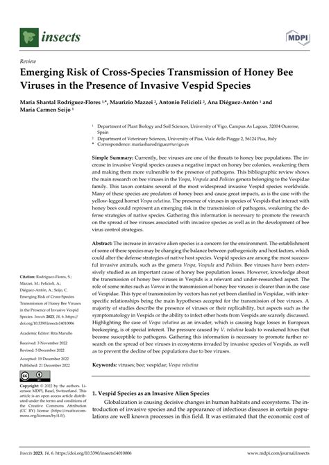 Pdf Emerging Risk Of Cross Species Transmission Of Honey Bee Viruses In The Presence Of