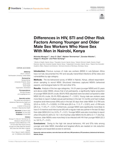 Pdf Differences In Hiv Sti And Other Risk Factors Among Younger And