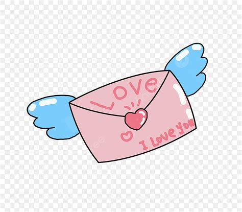 손으로 그린 사랑 Fetion 봉투 편지 일러스트 푸른 날개 나는 당신을 사랑합니다 만화 봉투 Png 일러스트 및 Psd 이미지 무료 다운로드 Pngtree