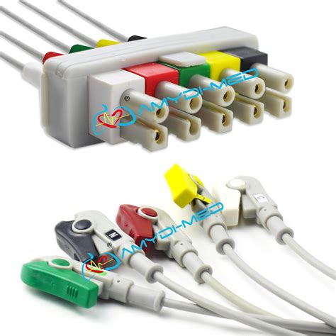 For Philips Ecg Lead Wire 0 9 Meter Gray 5 Lead Clip Aha Ecg Cable Ecg