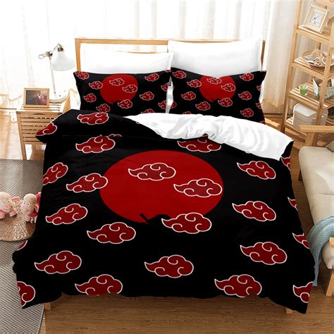 Bedding Set With Red Clouds On Black Background Stylish And Comfortable