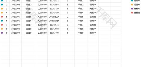 设备登记表excel模板 免费excel表格模板下载 千库网