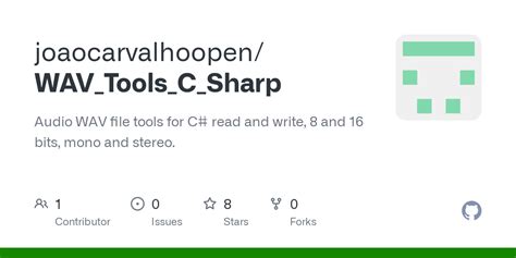 Github Joaocarvalhoopenwavtoolscsharp Audio Wav File Tools For