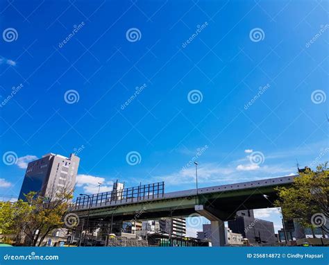 The Side View Of An Overpass Bridge In Osaka Shows A Girder Made Of