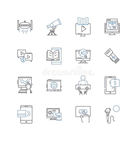 Technology And Machinery Line Icons Collection Automation Robotics Cyborg Artificial