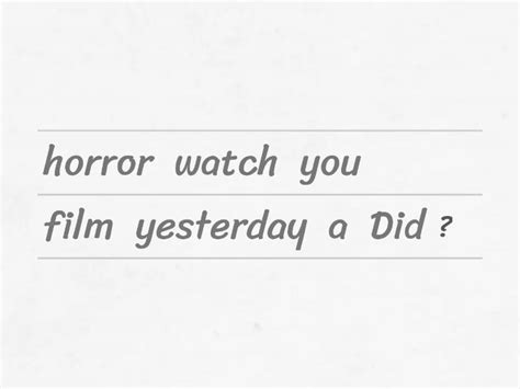 Pre Int Past Simple Negative And Interrogative Forms Unjumble