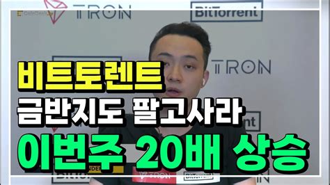 비트토렌트 금반지도 팔고 사라 이번주 20배 상승 리플 리플코인 시바이누코인 베이비도지코인 파이코인 도지코인 코인추천 이더리움 비트코인 Youtube