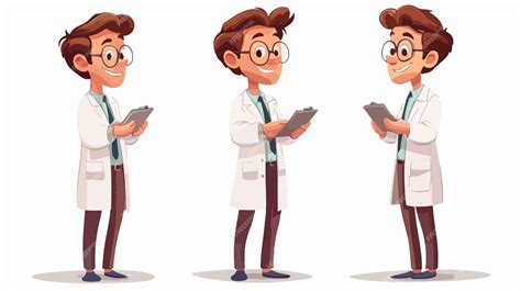 만화 과학자 캐릭터 터 일러스트레이션 프리미엄 Ai 생성 벡터