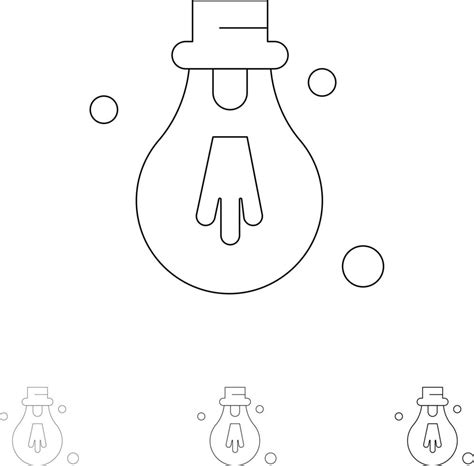 Bulb Light Motivation Bold And Thin Black Line Icon Set 15856609 Vector