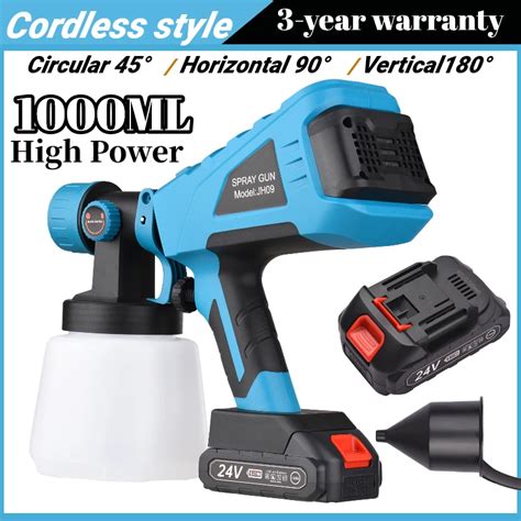 고출력 전기 페인트 분무기 800ml1000ml1300ml 600w 스프레이건 24v 배터리용 쉬운 스프레이 에어 브러시 스프레이 건 배터리 에어브러쉬 분무기