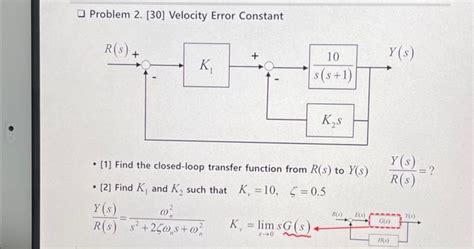 Solved Problem 2 30 Velocity Error Constant 1 Find