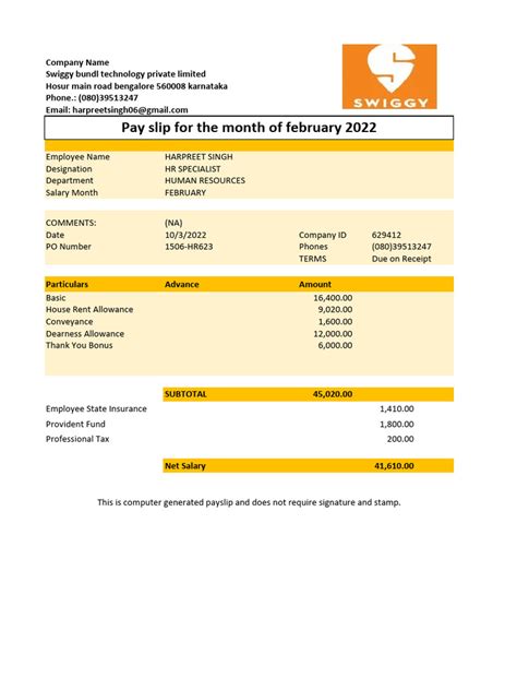 Swiggy Salary Pdf
