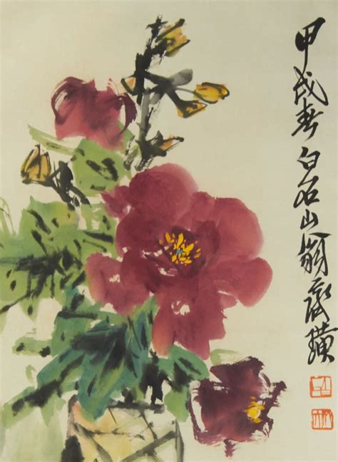 Qi Baishi Early Qi Biashi Scroll Watercolor With Book Mutualart