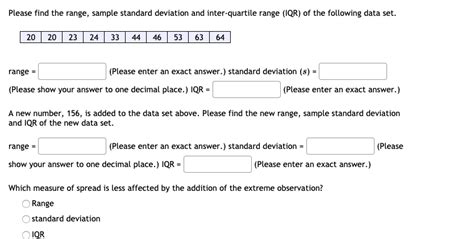 Solved Please Find The Range Sample Standard Deviation And Chegg