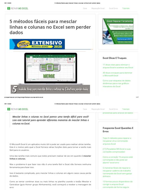 5 métodos fáceis para mesclar linhas e colunas no excel sem perder