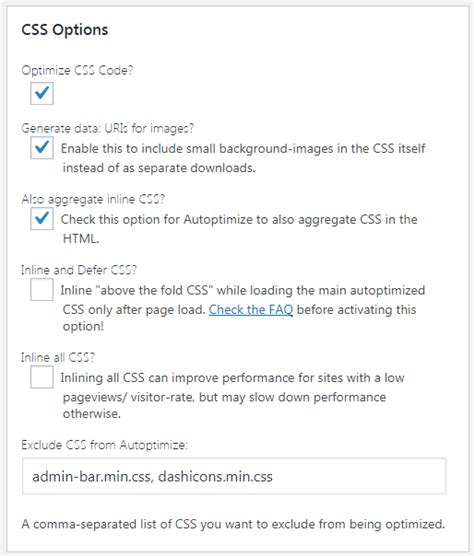 Плагин для оптимизации css js и html кода на wordpress autoptimize