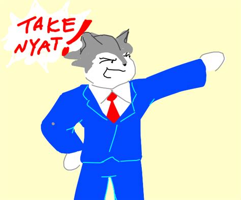 Phoenix Wright As A White Cat Drawception