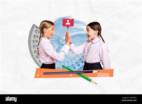 Creative Cooperation Template Classmates Two Girls Collage Picture High