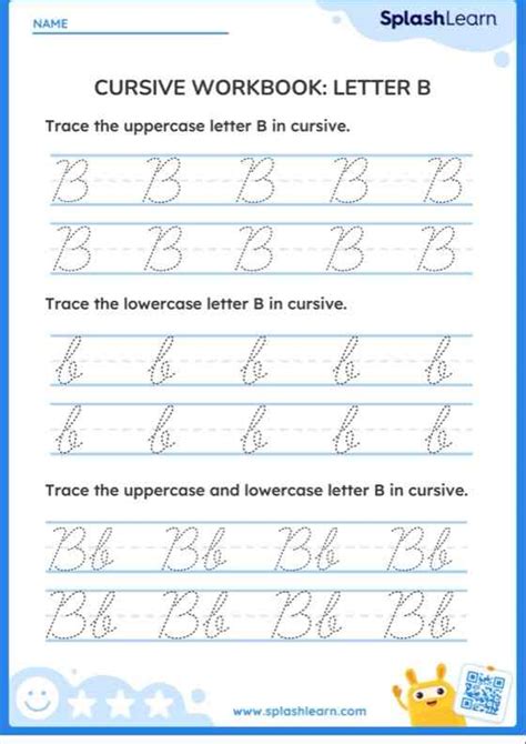 Cursive Workbook Letter B Printable English Sheet