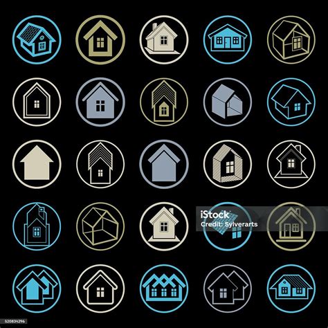 Ilustración De Casas Iconos Diferentes Para Uso En Diseño Gráfico Juego