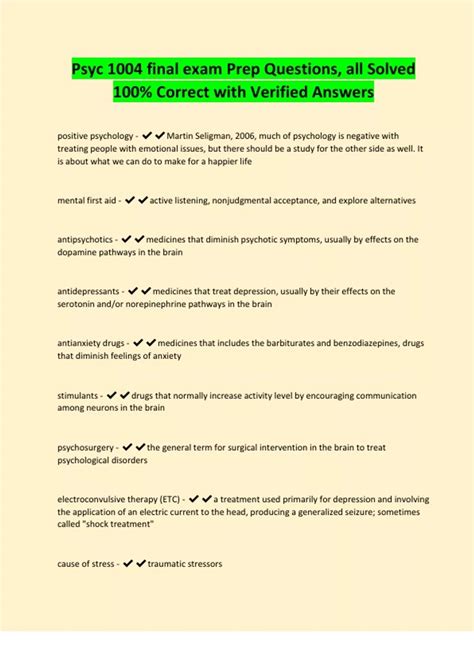 Psyc 1004 Final Exam Prep Questions All Solved 100 Correct With Verified Answers Psyc 1004