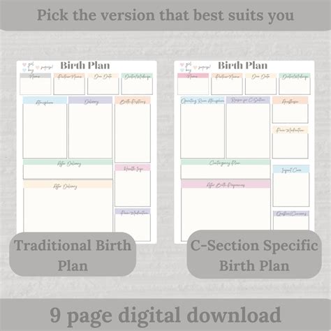 Editable Birth Plan Template Csection Birth Plan Template For