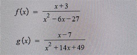 solved f x x 3x2 6x 27g x x 7x2 14x 49