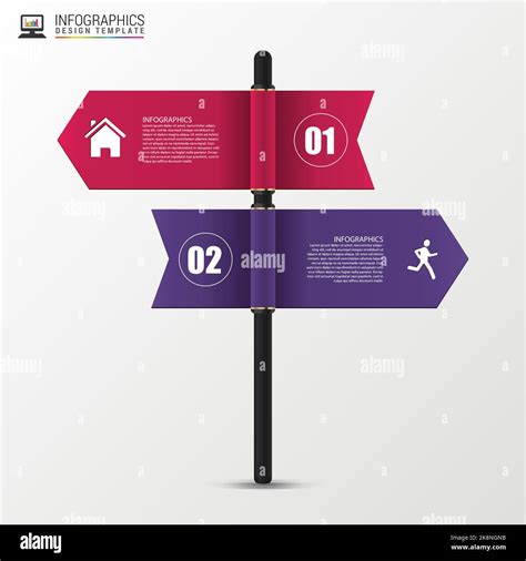 Infographic Template Of Multidirectional Pointers On A Signpost Vector Illustration Stock