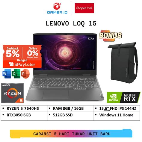 Jual Lenovo Loq Amd Ryzen Hs Rtx Gb Ram Gb Gb Gb Ssd Win Ohs Fhd