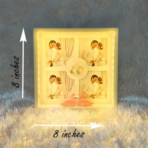 Premium Led Frame With Flowers Square White