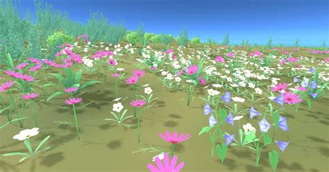 Stylized Flower Bush And Grass Pack 3d Flowers Unity Asset Store