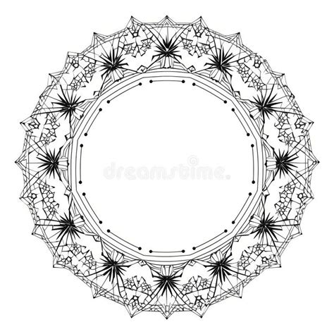 Circle Line Border Frame With Empty Space Mandala Pattern Using Thin
