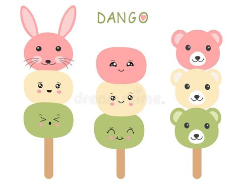 Vector Illustration Dango Colorful Style Stock Illustration Illustration Of Green Dango