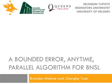 Pdf A Bounded Error Anytime Parallel Algorithm For Exact Bayesian