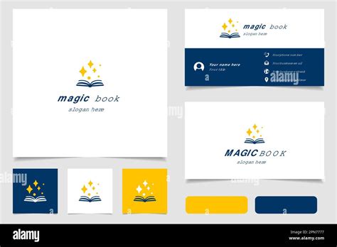Magic Book Logo Design With Editable Slogan Branding Book And Business Card Template Stock