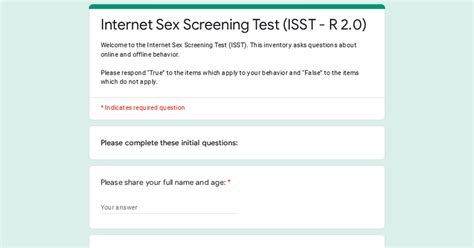 Internet Sex Screening Test Isst R 20