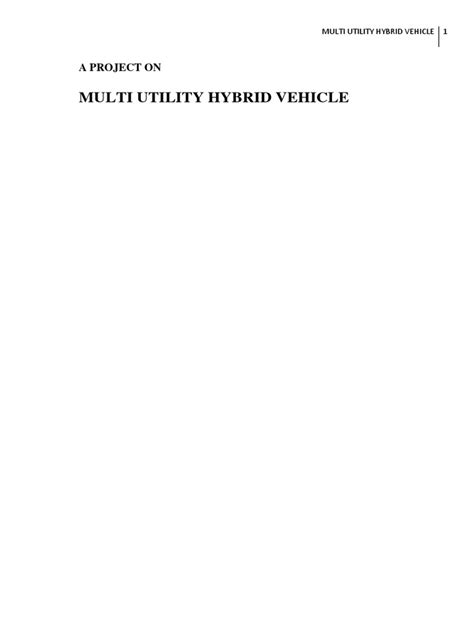 Project On Multi Utility Hydrid Vehicle Pdf Internal Combustion Engine Suspension Vehicle