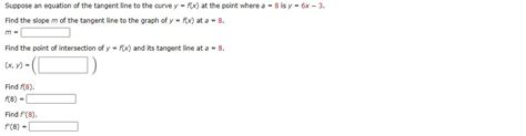 Solved Suppose An Equation Of The Tangent Line To The Curve