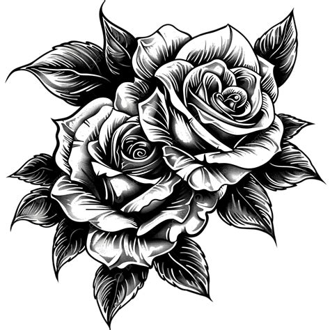 Black And White Tattoo Design Of Two Roses In Upside Down Heart Shape