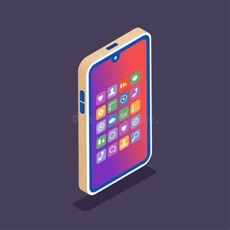 Smartphone Isometry Vector Isometric Illustration Cell Phone With Working Screen And