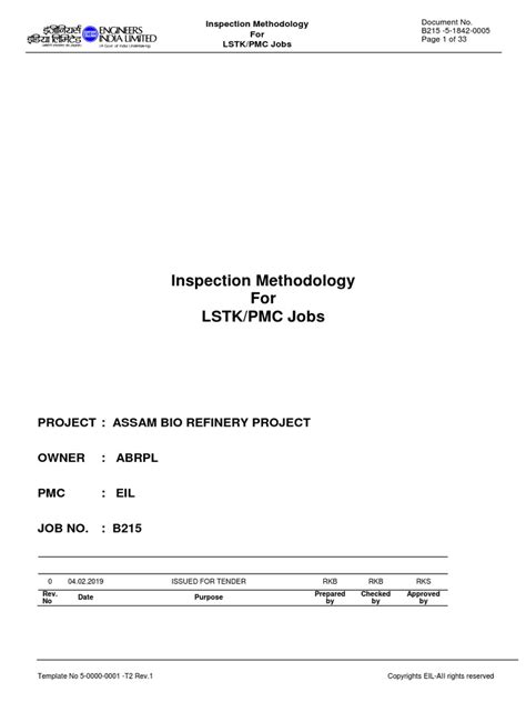 lstk pmc inspection methodology for assam bio refinery project