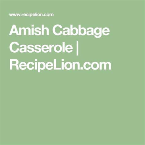 Amish Cabbage Casserole Recipe Cabbage Casserole Breakfast