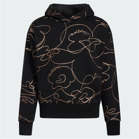 Adidas Aop Script Hood Pulover Black Free Shipping With Adiclub